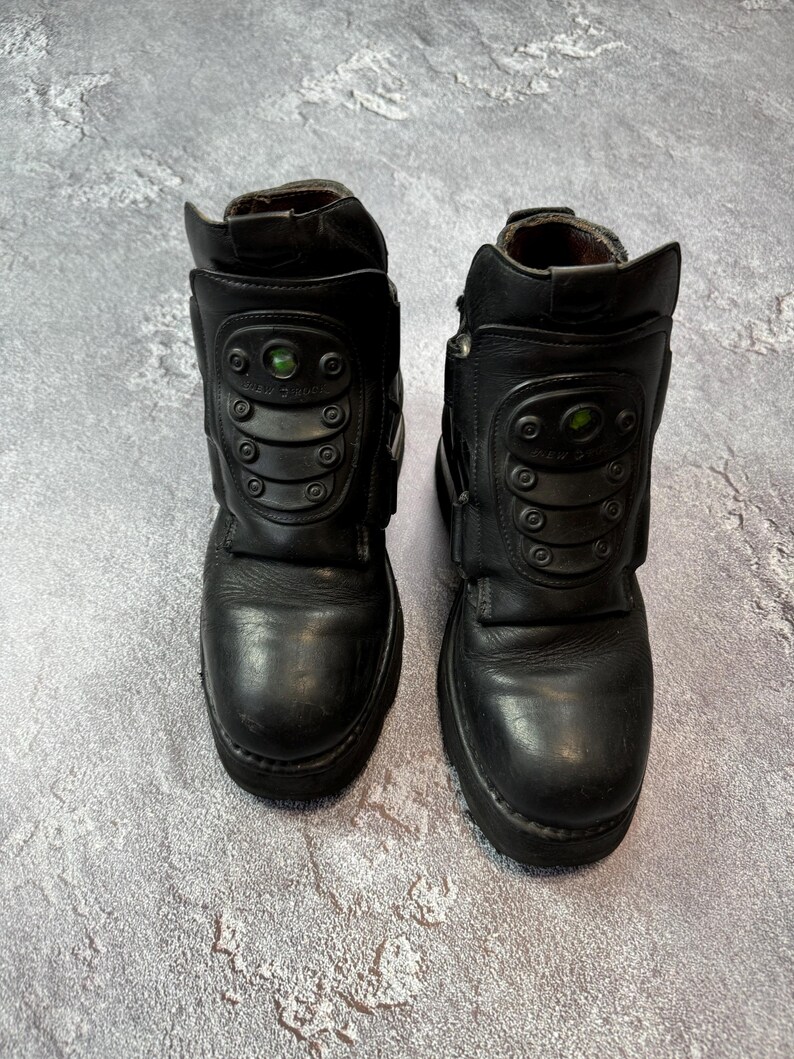 Vintage New Rock Men's Metallic Black Classic Leather Biker Gothic ...