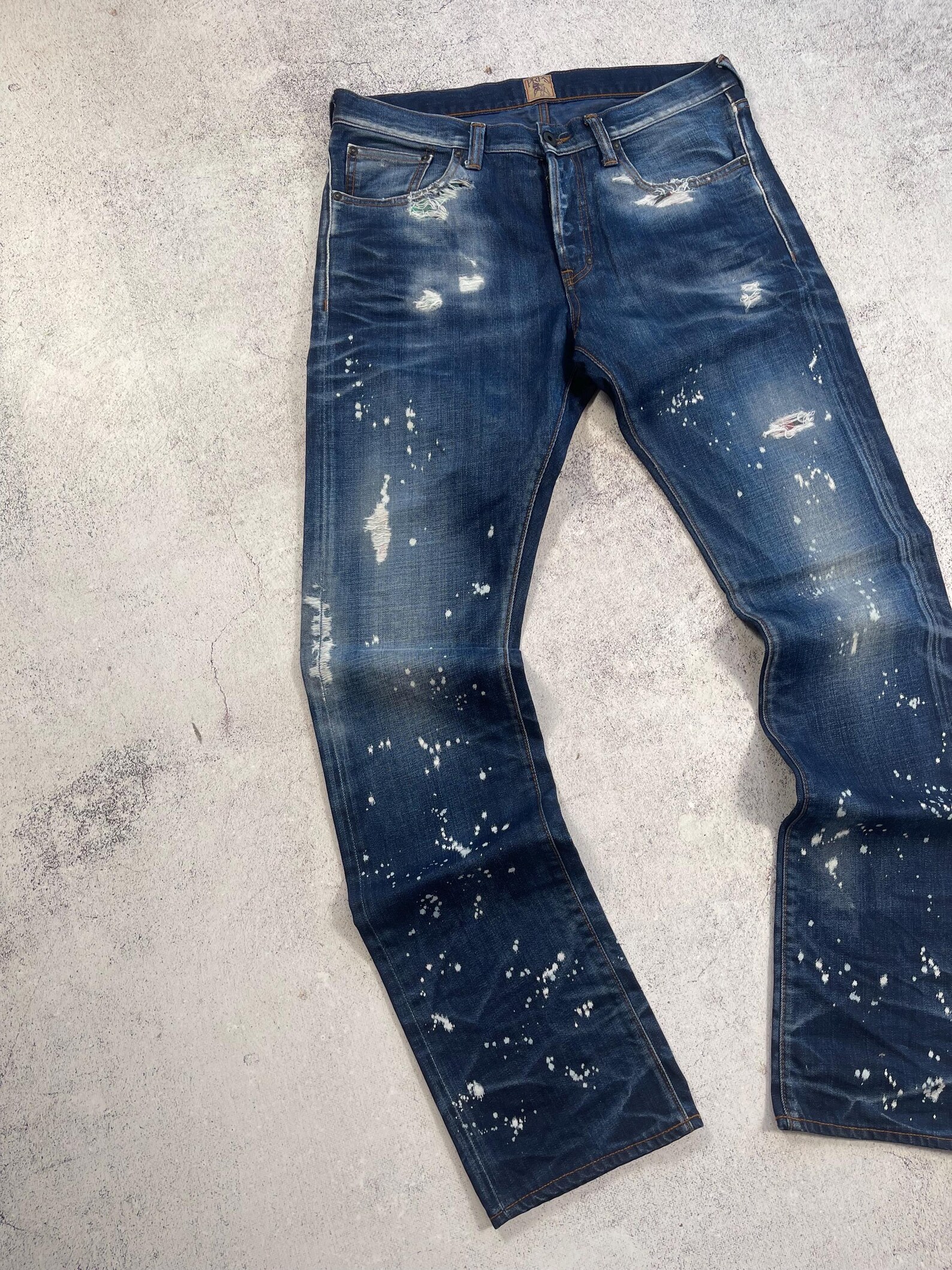 Vintage Prps Men's Denim Blue Paint Splatter Jeans Distressed Pants ...