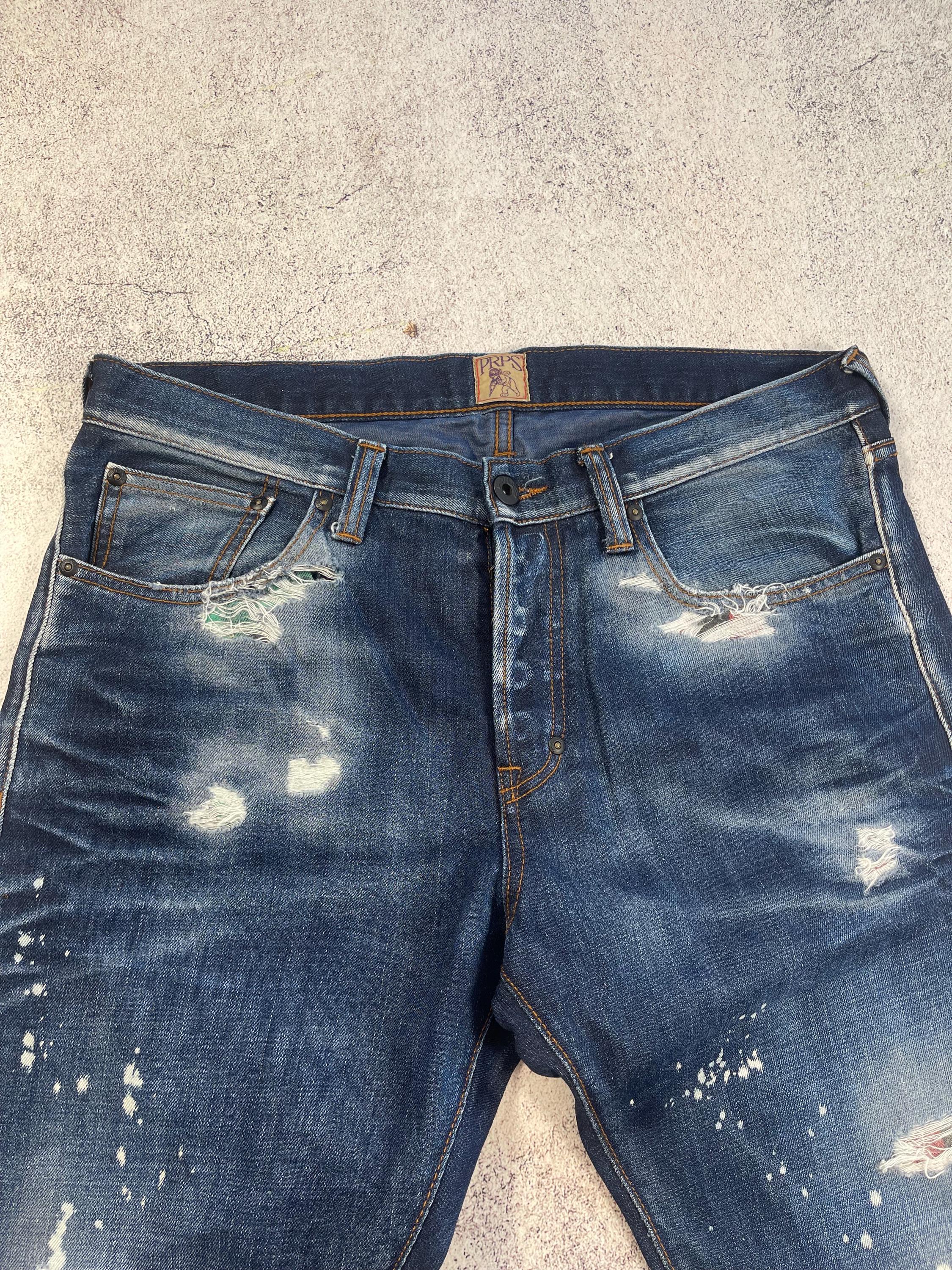 Vintage Prps Men's Denim Blue Paint Splatter Jeans Distressed Pants ...