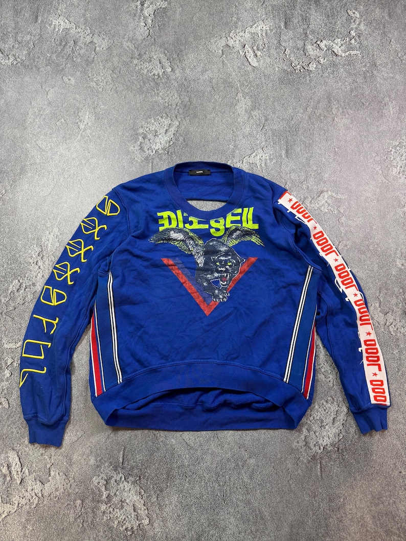 Diesel Rare Y2K Avantgarde Open Back Sweatshirt Pantera Big Logo ...