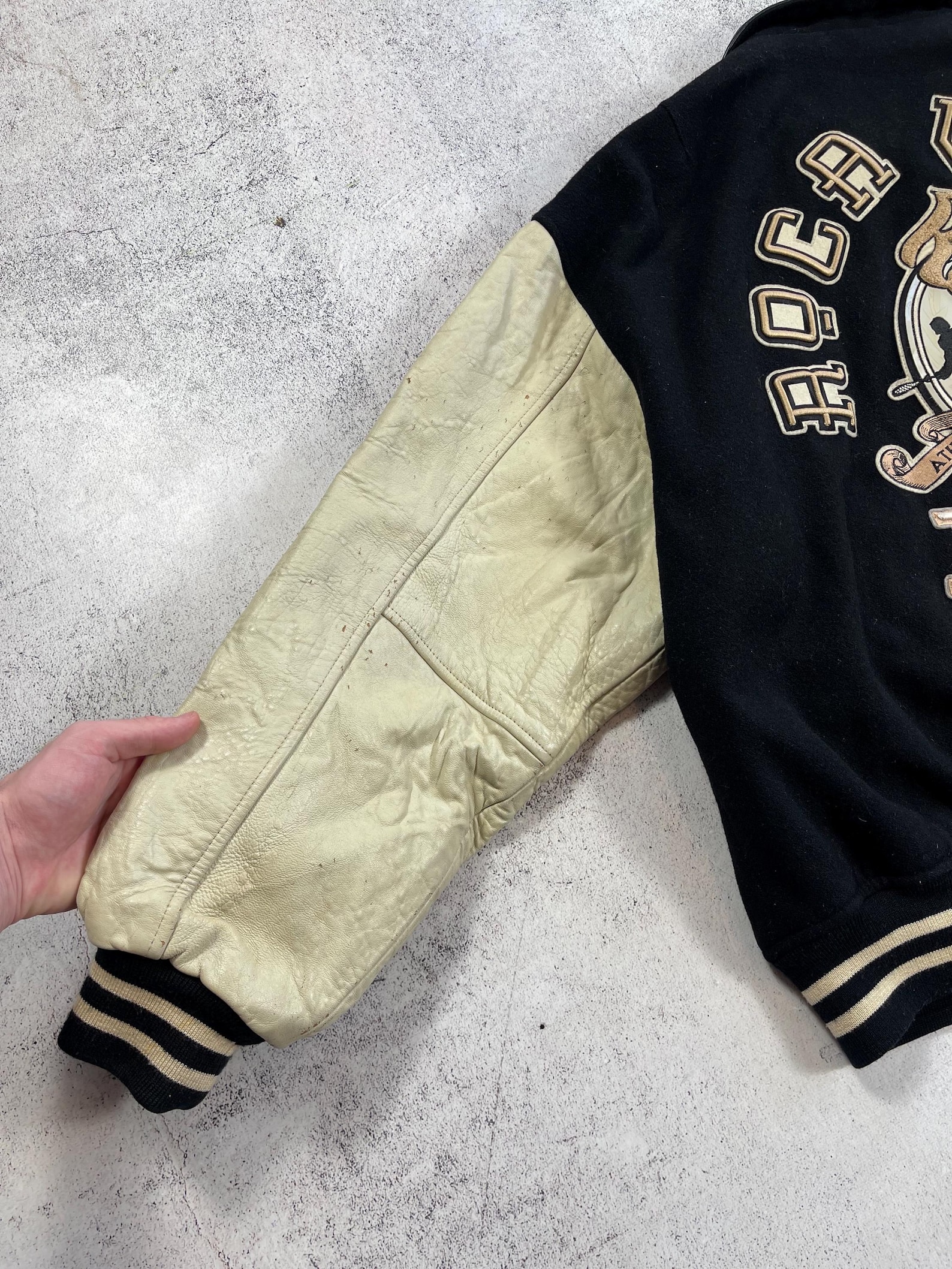 Roca Wear Men's Vintage 90s' Wool/leather Bomber Varsity Hip Hop Jacket ...