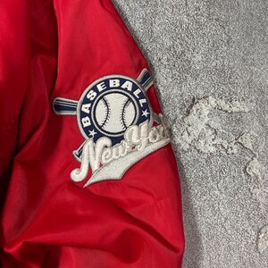 Logo Athletic Vintage 90s New York Baseball Varsity Bomber Red Jacket ...