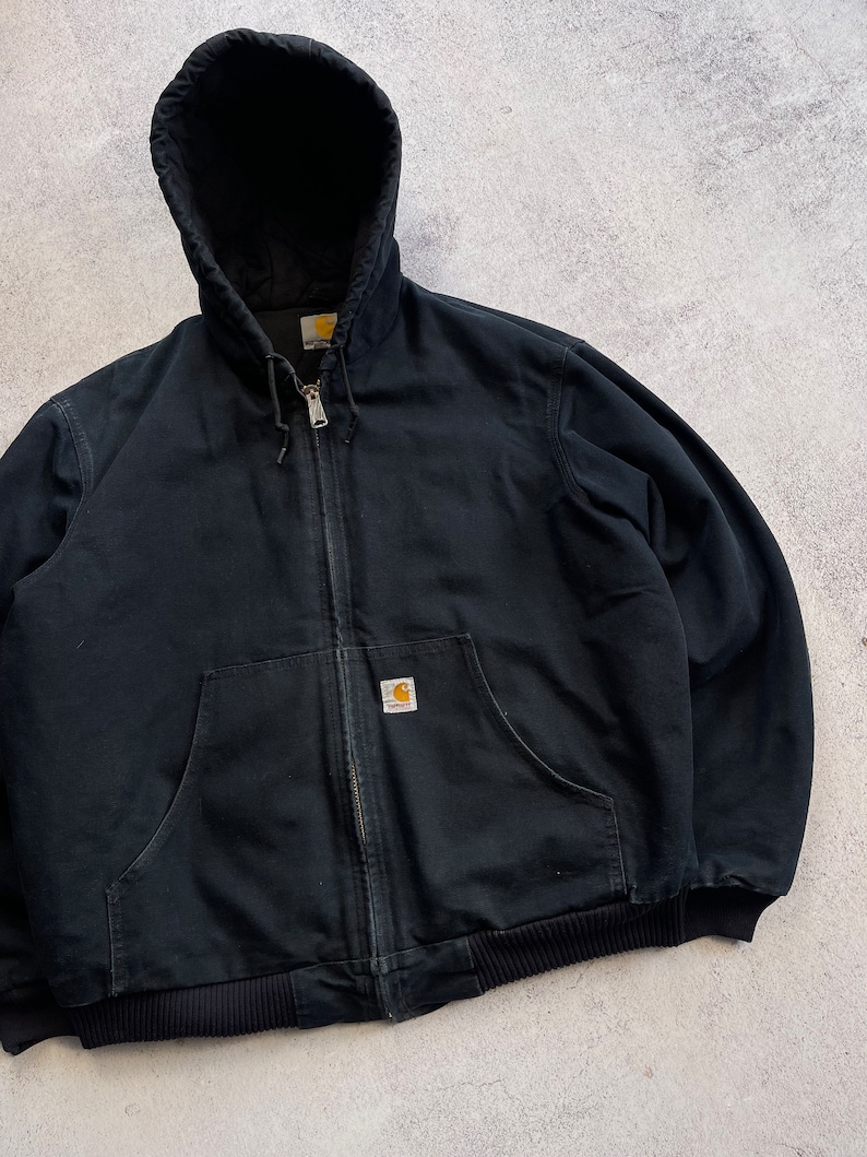 Carhartt Active Vintage Hooded Jacket Canas Work Bomber Made in USA ...
