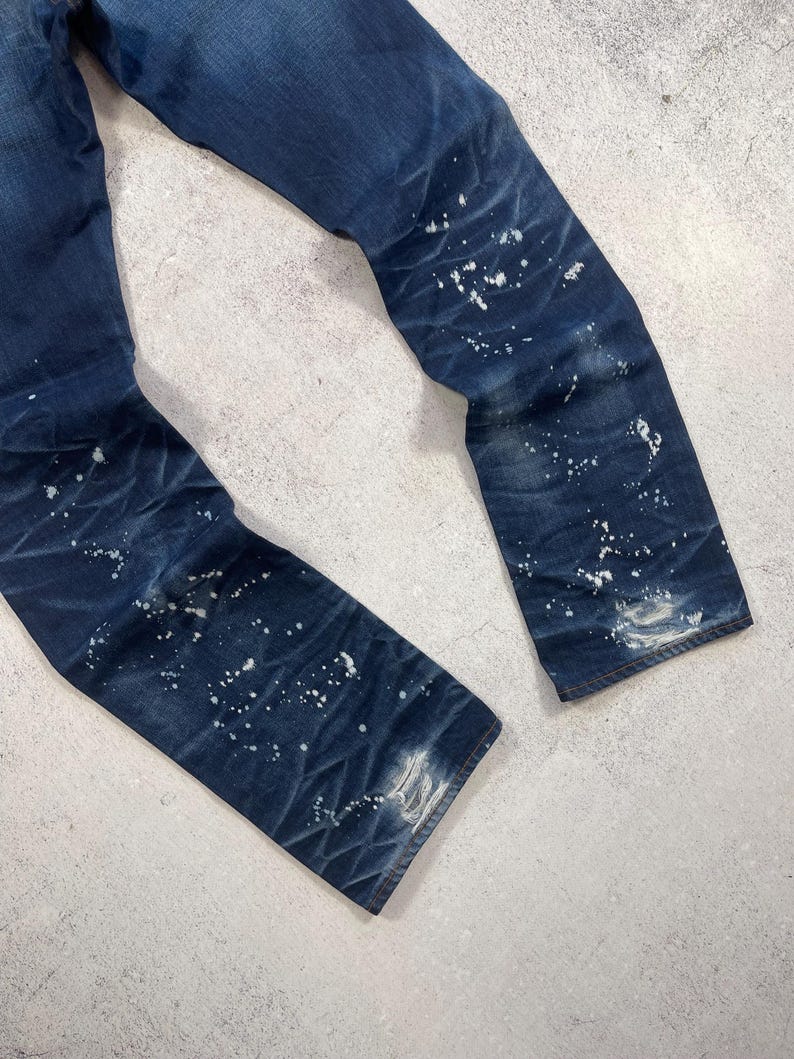 Vintage Prps Men's Denim Blue Paint Splatter Jeans Distressed Pants ...