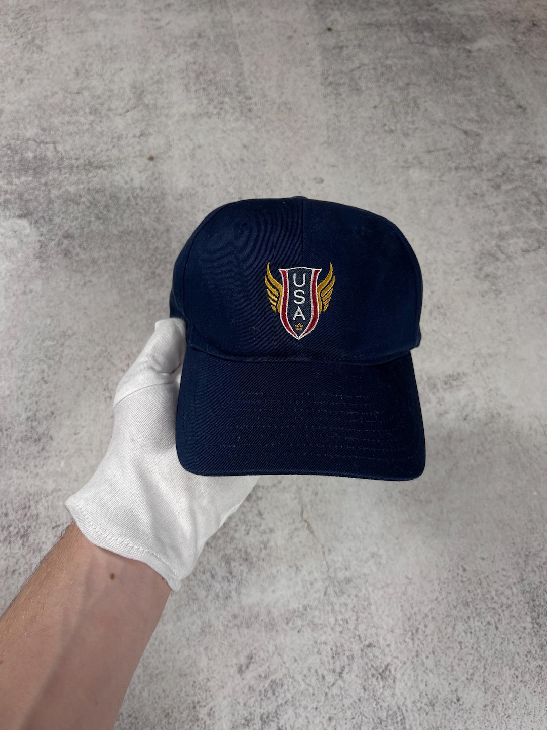 Nike USA Vintage Cap Track & Field Olympic Winged Logo Navy Blue ...