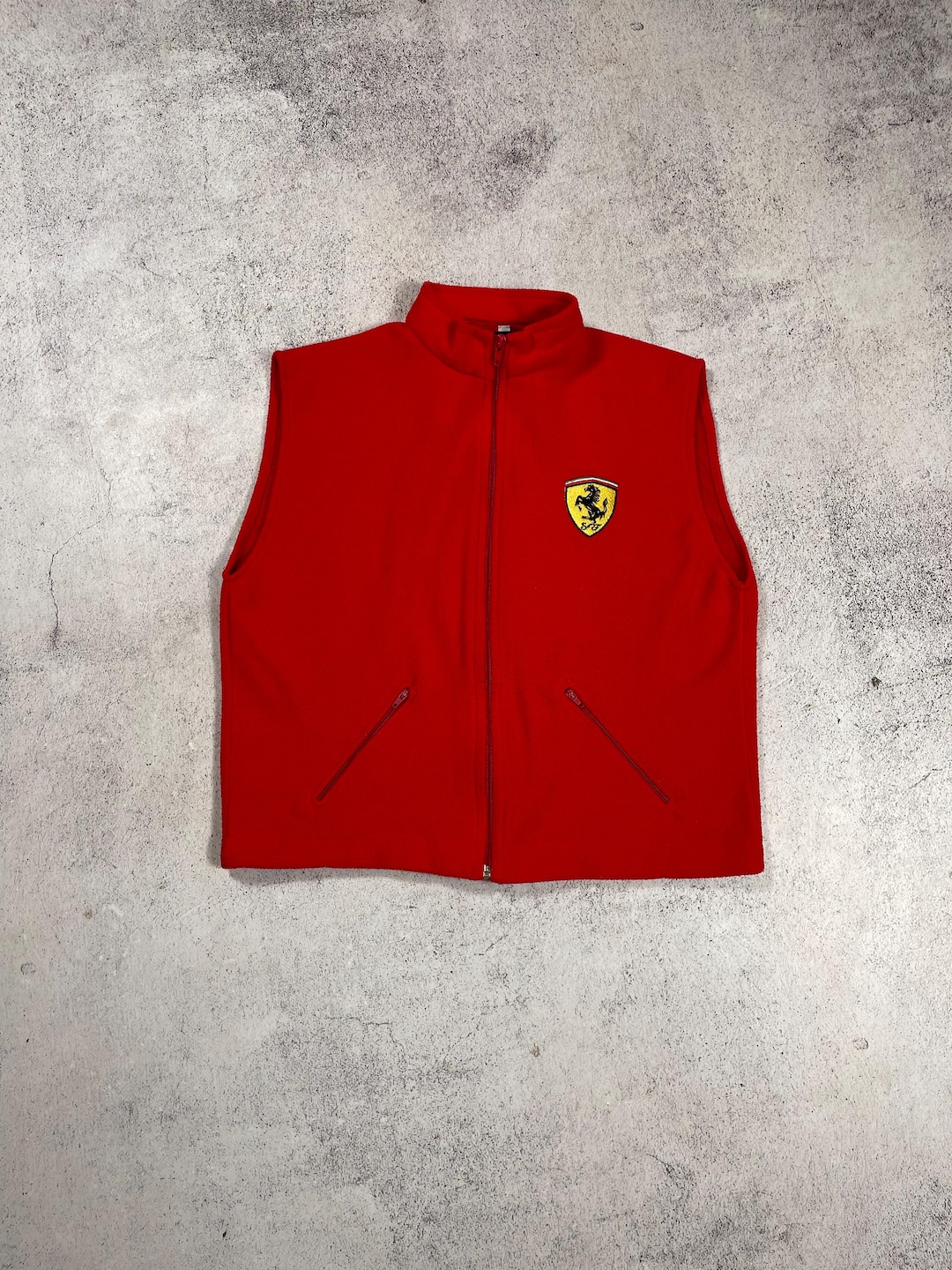 Ferrari F1 Women's Vintage Fleece Zip Red Embroidered Vest Racing Gilet ...