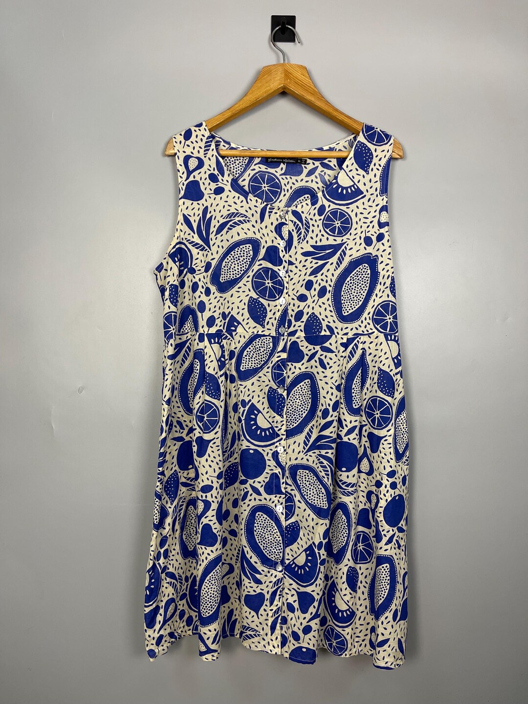 Gudrun Sjoden Women's Floral Pattern Sleeveless Dress With Pockets Size ...