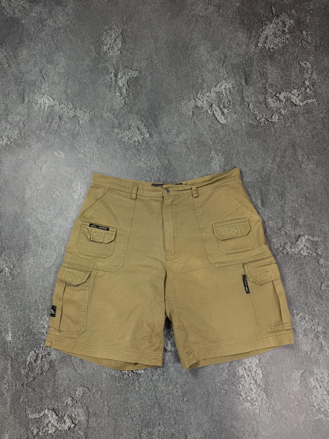 Vintage Quicksilver Men's Cargo Shorts Size 36 Beige Baggy Summer ...