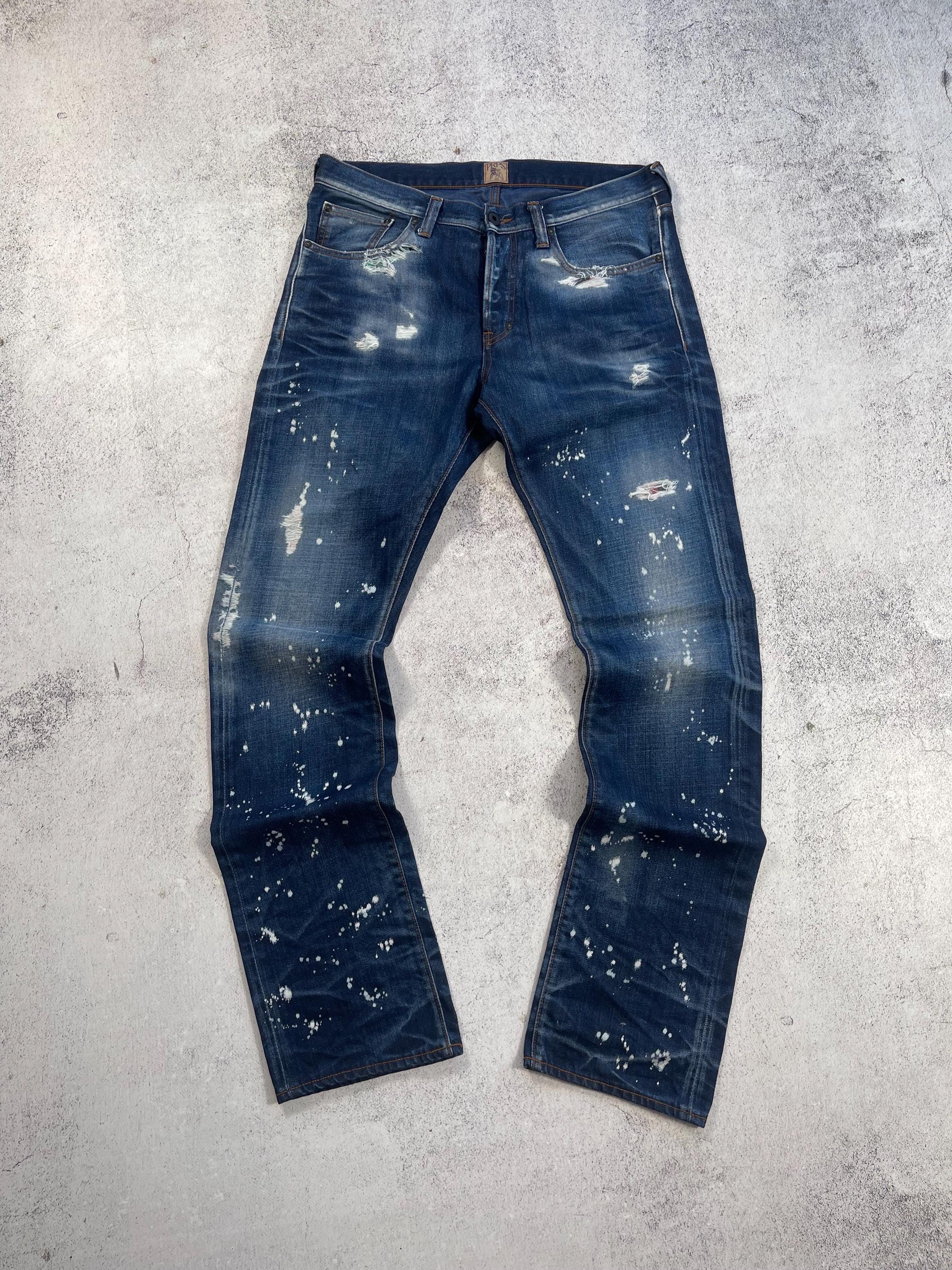 Vintage Prps Men's Denim Blue Paint Splatter Jeans Distressed Pants ...