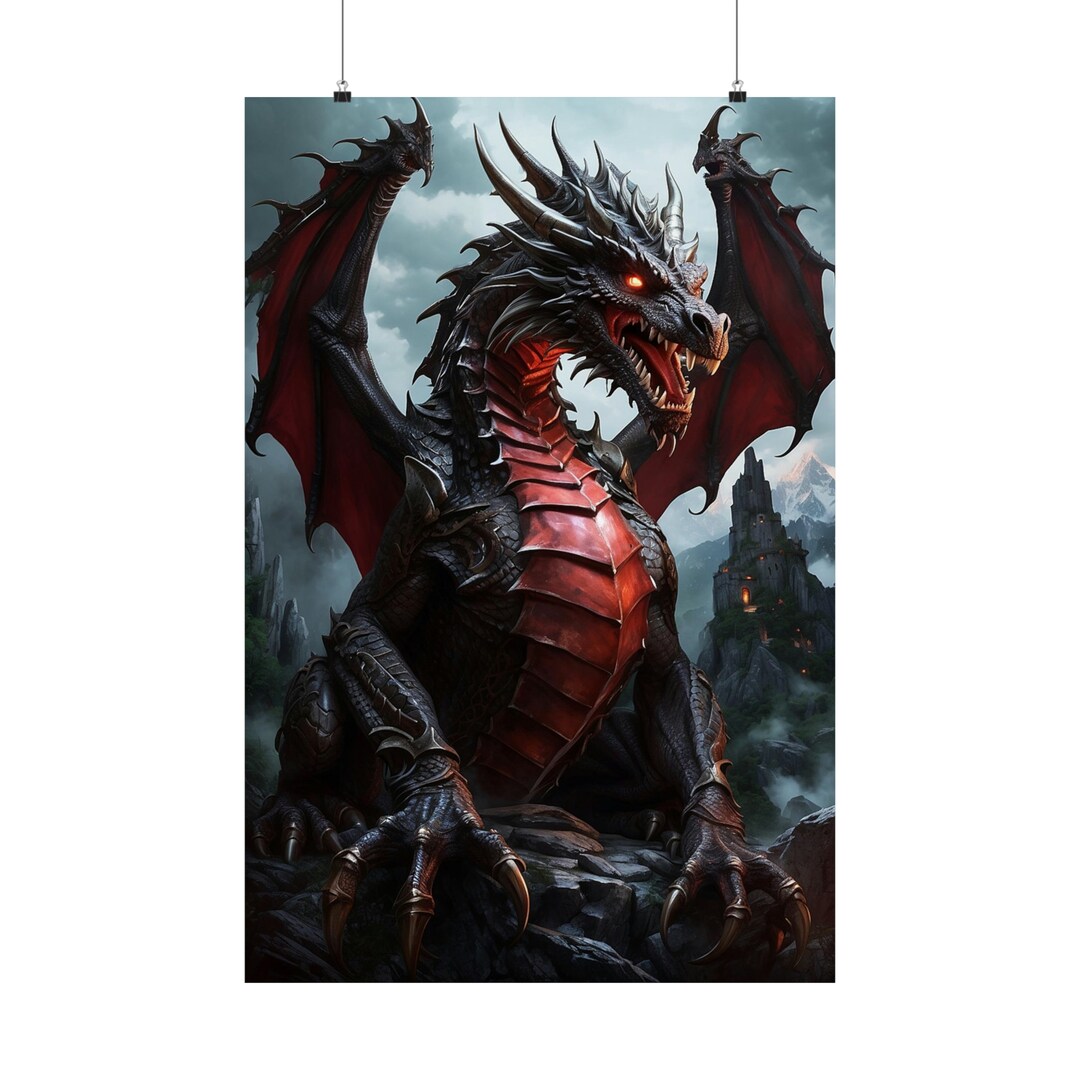 Dragon Wall Art Matte Vertical Posters - Etsy