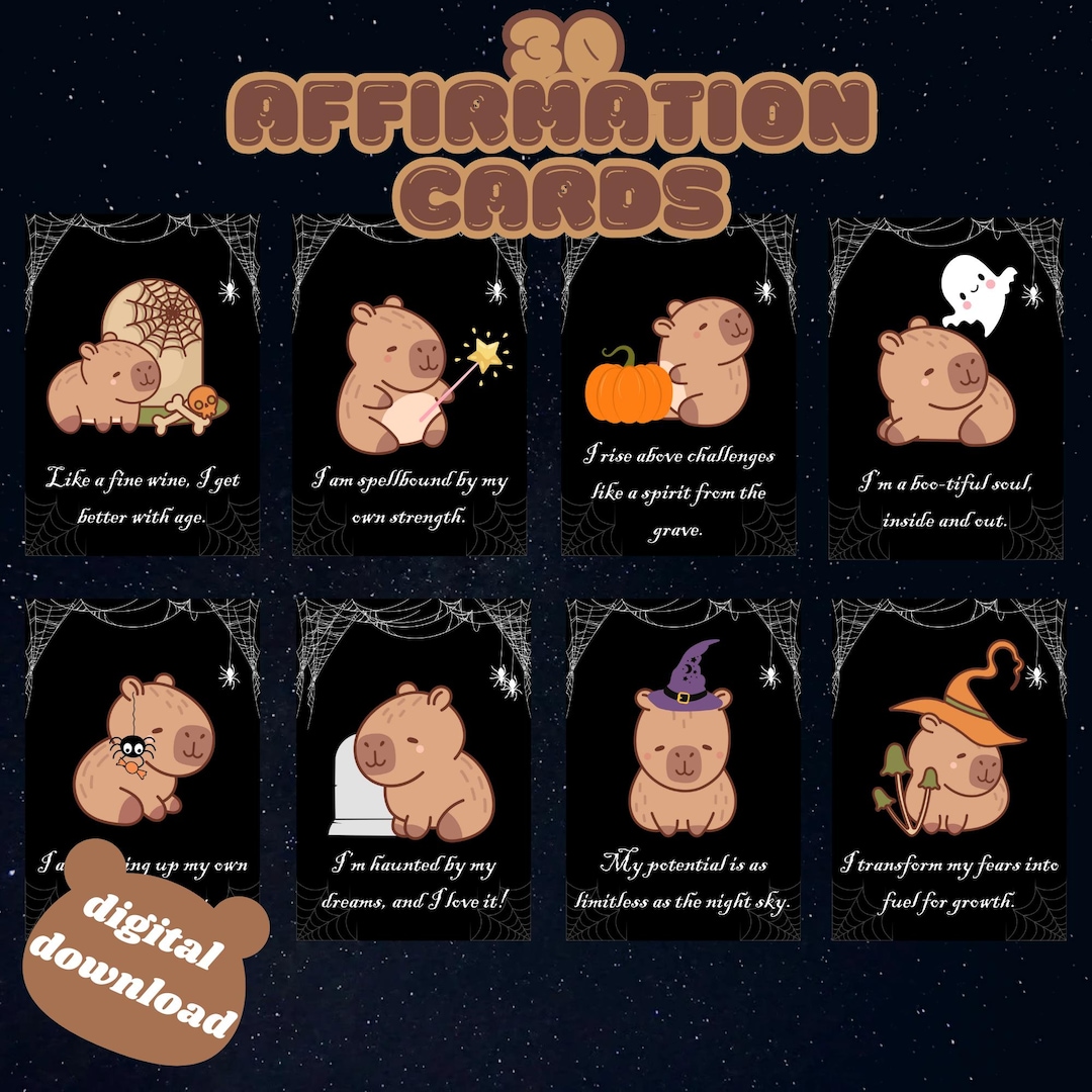Halloween Capybara Affirmation Cards - Etsy