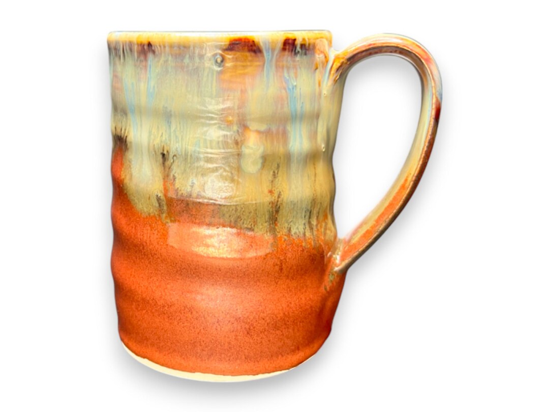 Ceramic 14oz Mocha Drip Mug, Pottery Mug, Artisan Coffee Mug, Unique ...