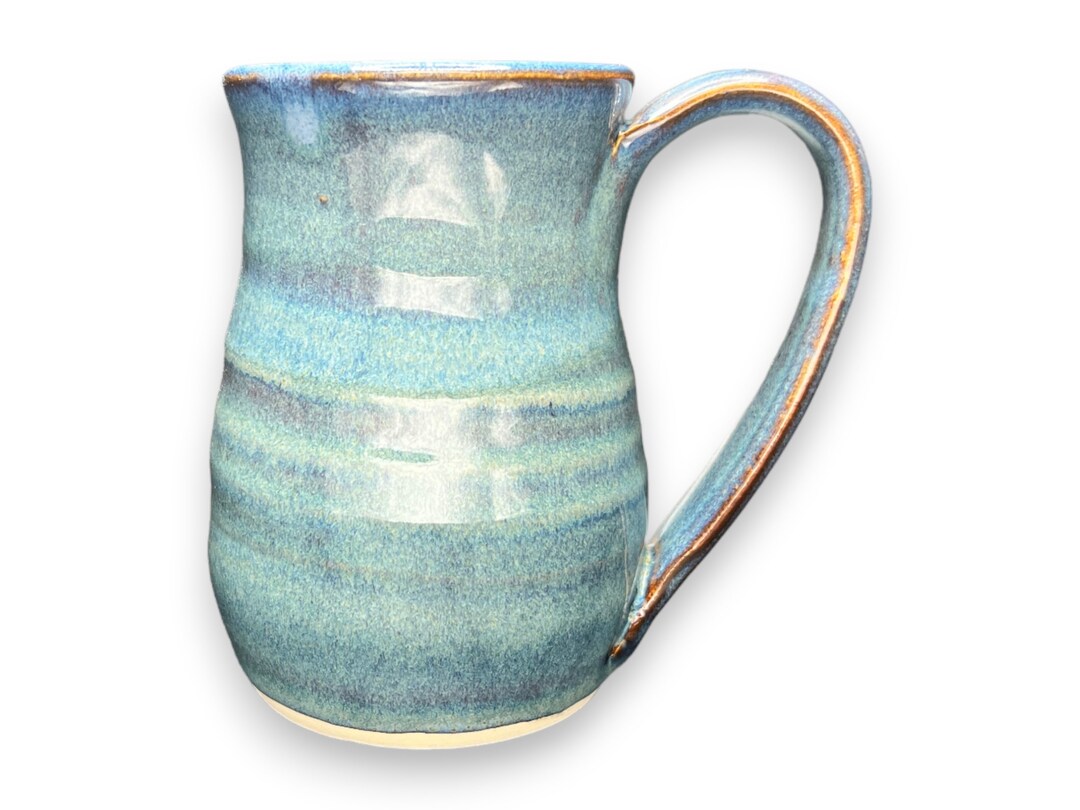 Rustic Blue 14oz Handmade Pottery Mug, Stoneware Ceramic Mug, Blue ...