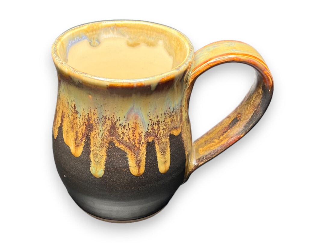 Iron Earth Drip Mug, 14 Oz, Pottery Present, Handmade, Mug With Handle ...