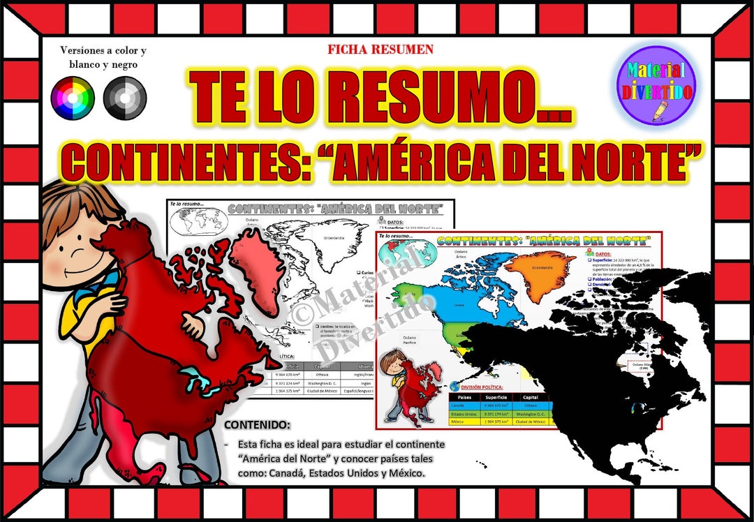 FICHA RESUMEN Te lo Resumo... América del Norte IMPRIMIBLES Geografía ...