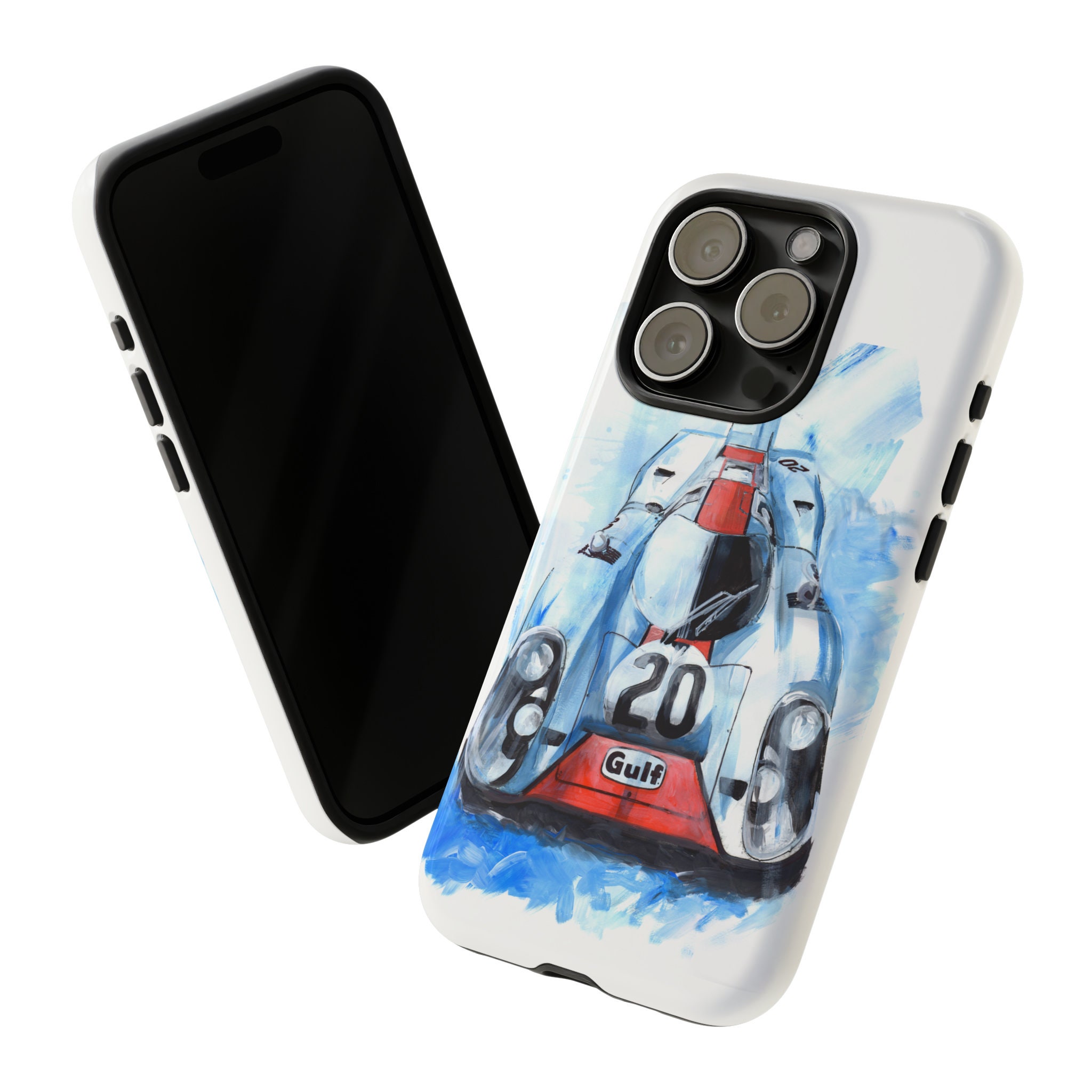 Vintage Porsche Car Gulf Racecar Livery Hand Drawn Painted Artwork ...