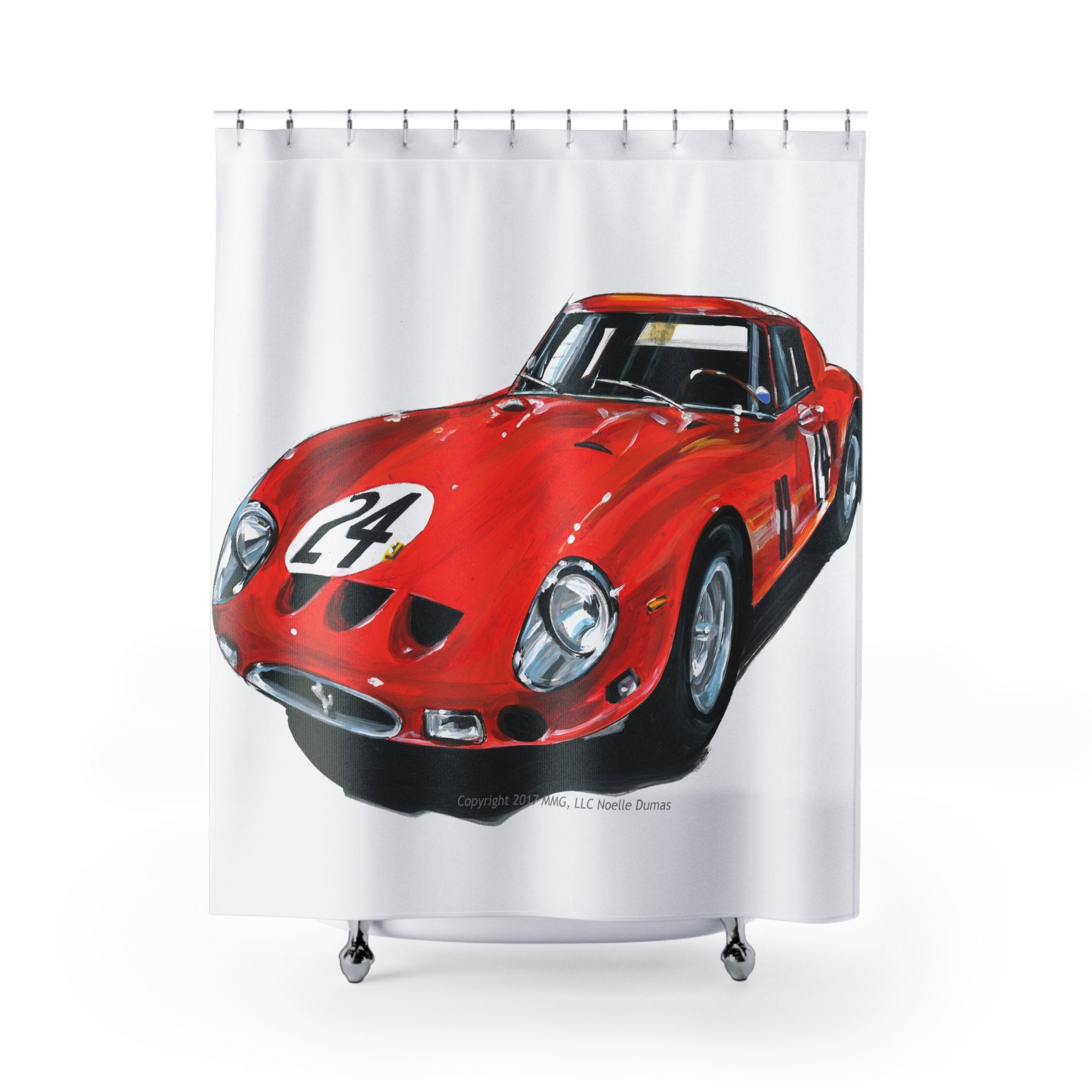 Classic Red Ferrari 250 GTO Car Art Painting Shower Curtain 60's Era ...