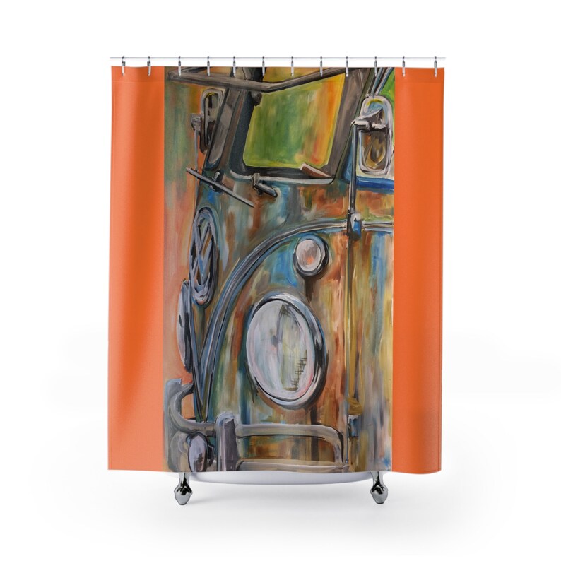 Classic Vintage Rusty VW Beetle BUS Orange Car Art Painting Shower ...
