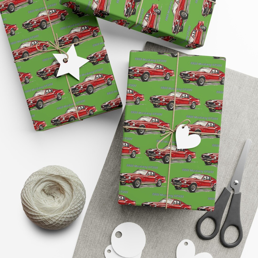 Custom Gift Wrap Classic Ford 1968 Mustang GT500 Art Wrapping Paper ...