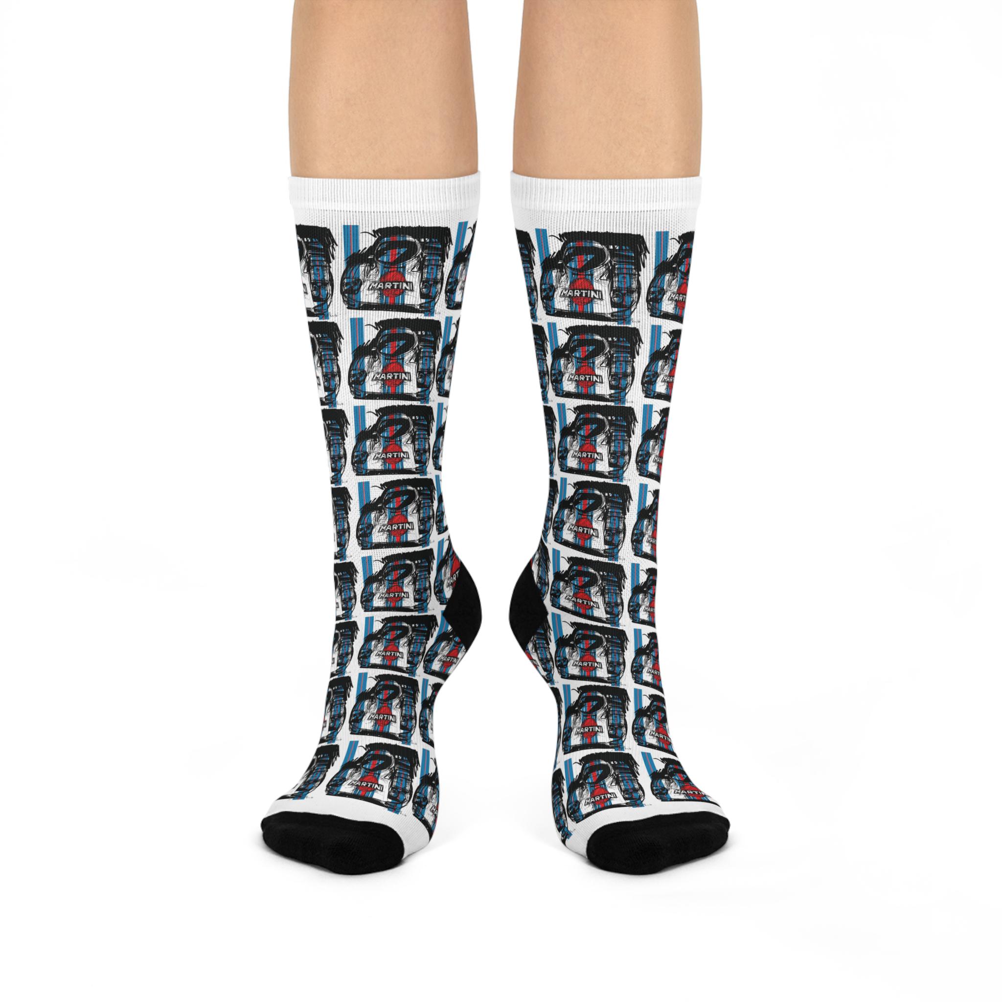 Porsche Car Martini Racecar Livery Hand Drawn Artwork Socks Multi ...