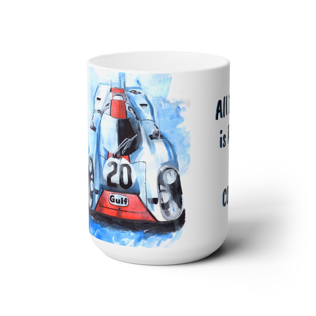 Gulf Racing Vintage Porsche Mug Original Artwork Ceramic Cup Classic ...