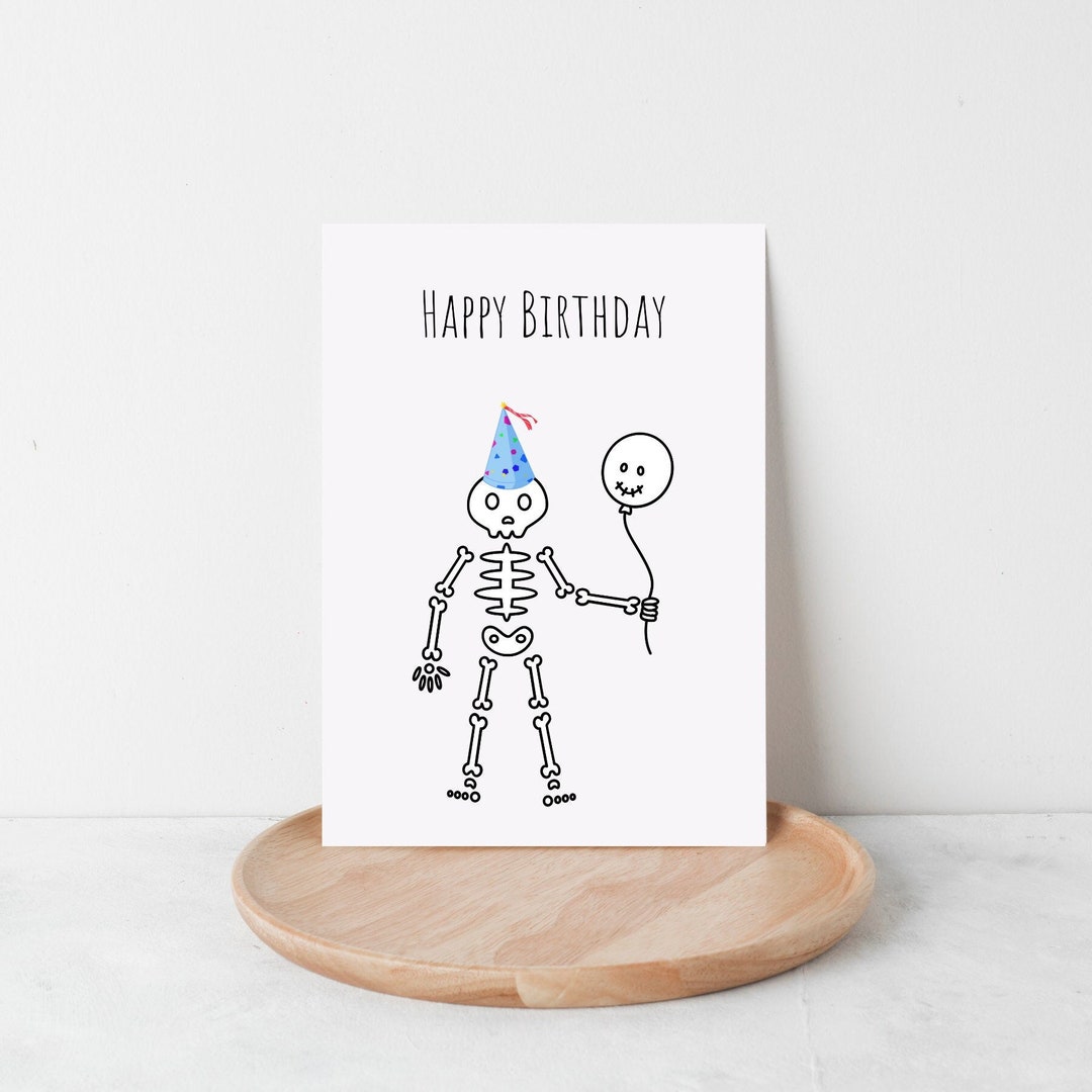 Happy Birthday Skeleton Card Personalization Available - Etsy