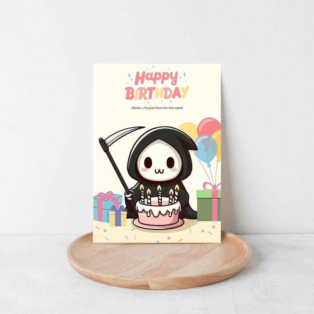 Happy Birthday Grim Reaper Card Personalization Available - Etsy