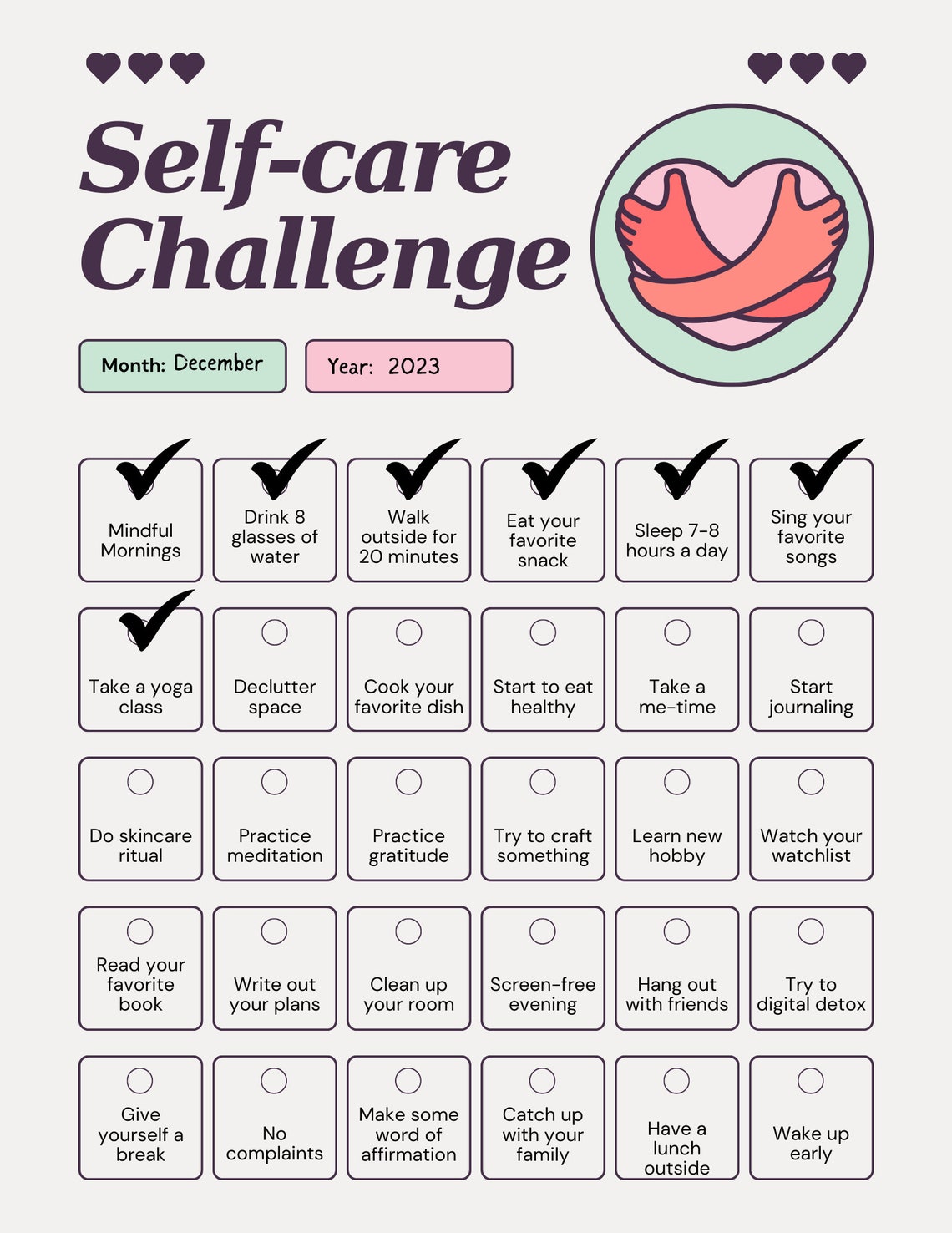 Self-care Challenge Planner Digital Product Easy Download - Etsy