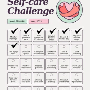 Self-care Challenge Planner Digital Product Easy Download - Etsy