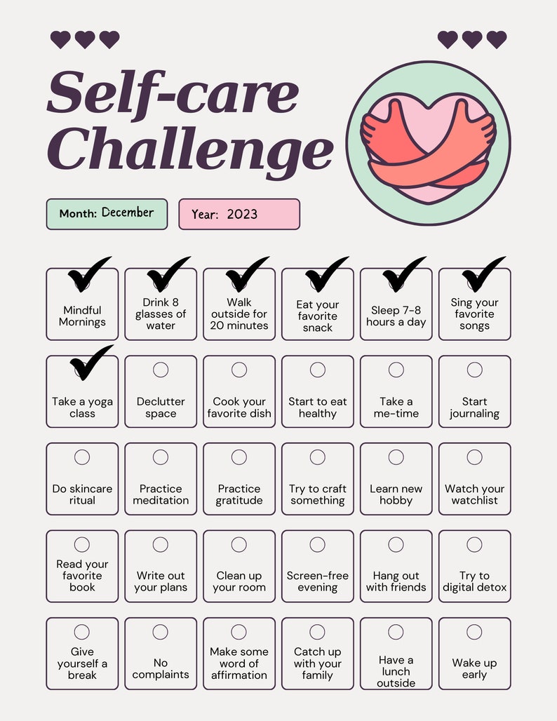 Self-care Challenge Planner Digital Product Easy Download - Etsy