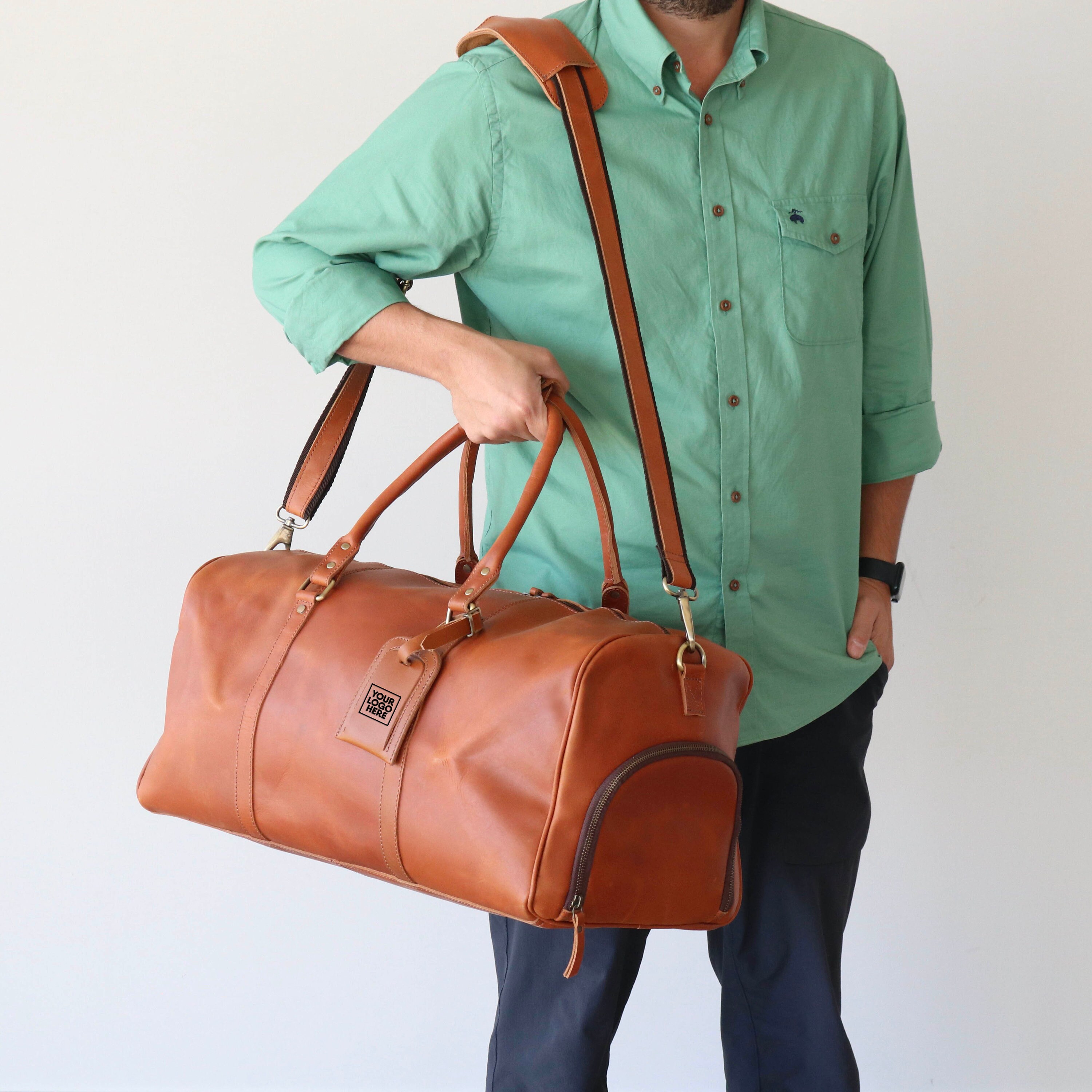 Personalized Leather Duffle Bag Set, Toiletry Bag and Luggage Tag - Etsy