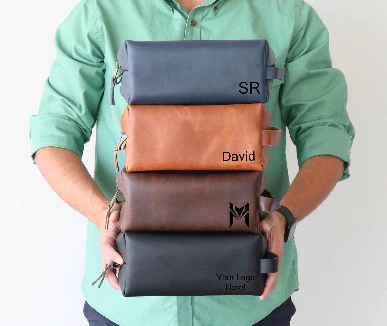 Personalized Leather Duffle Bag Set, Toiletry Bag and Luggage Tag - Etsy