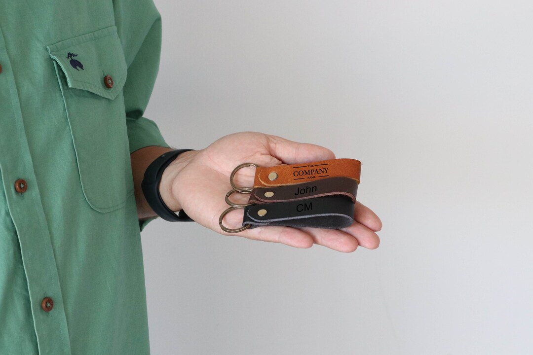 Personalized Leather Keychain, Minimalist Custom Key Chain, Gift for ...