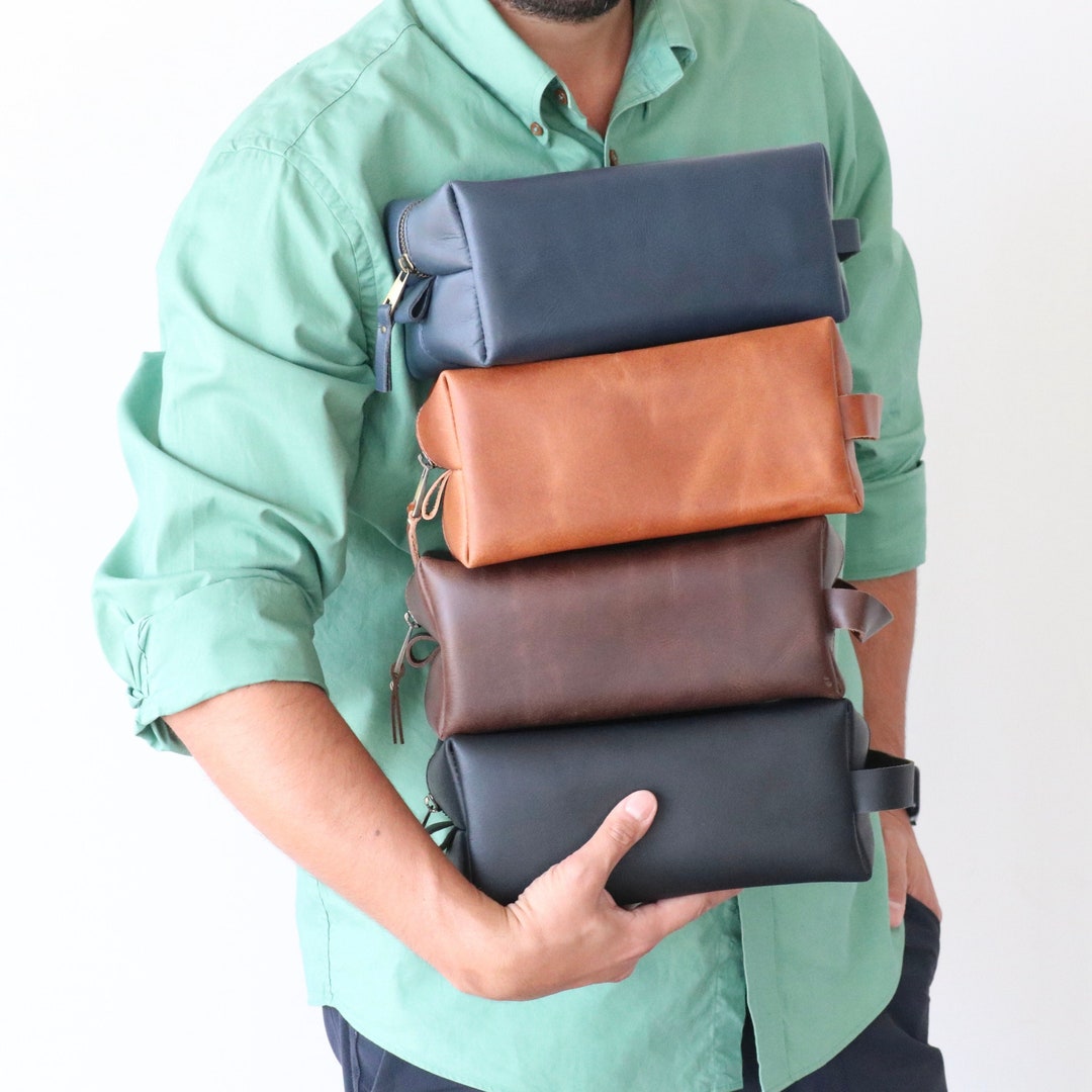 Engraved Leather Dopp Kit, Personalized Toiletry Travel Bag - Etsy