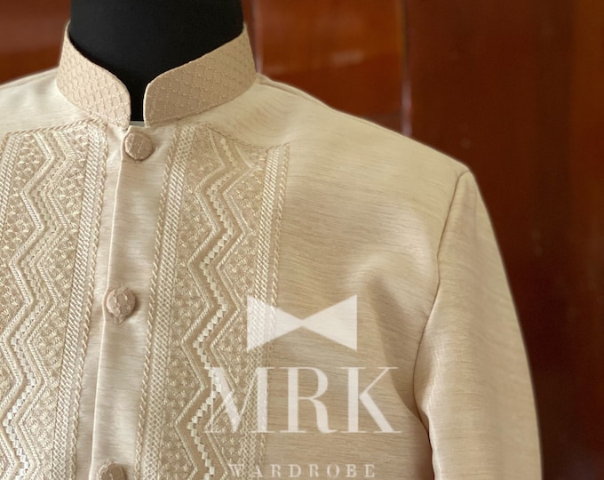 Chinese Collar Traditional Filipino Clothes Coat Barong-zigzag - Etsy