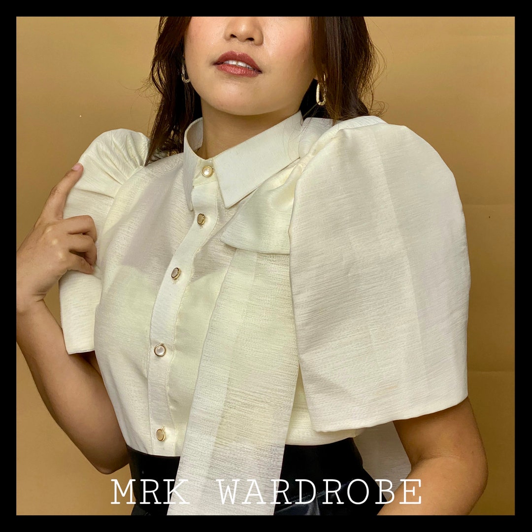 Cream Plain Filipiniana Cropped Top- ES Top - Etsy