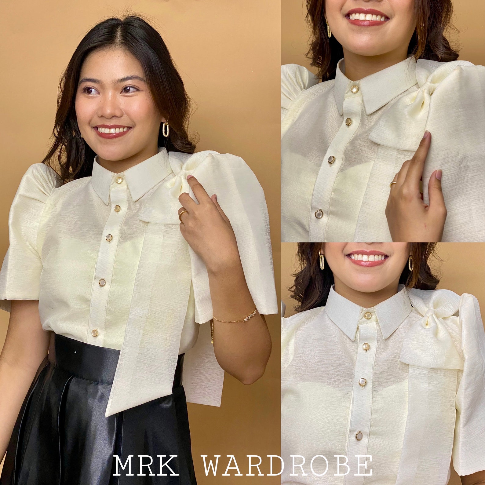 Cream Plain Filipiniana Cropped Top ES Top - Etsy
