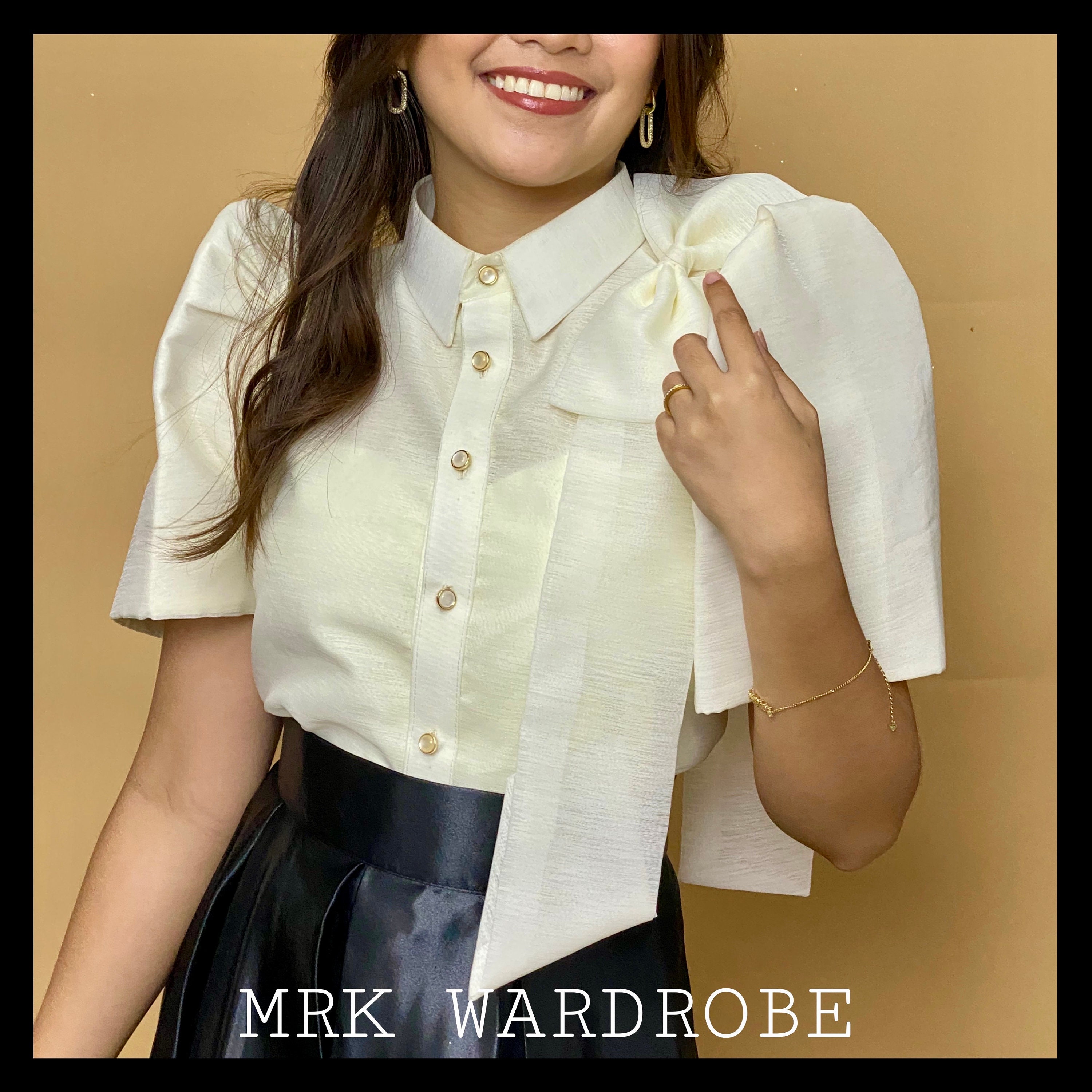 Cream Plain Filipiniana Cropped Top ES Top - Etsy