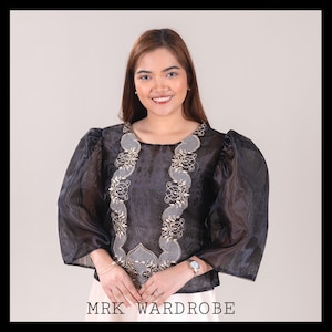 Maria Clara Ibarra Top Traditional Filipino Clothing - Black - Etsy