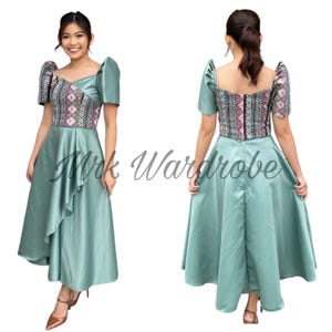 Sage Green Ethnic Filipiniana Top and Asymetrical Skirt Set - Etsy ...
