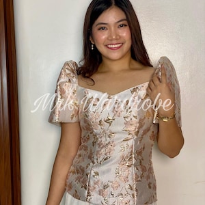 Brocade Filipiniana Top- Tanya Top - Etsy