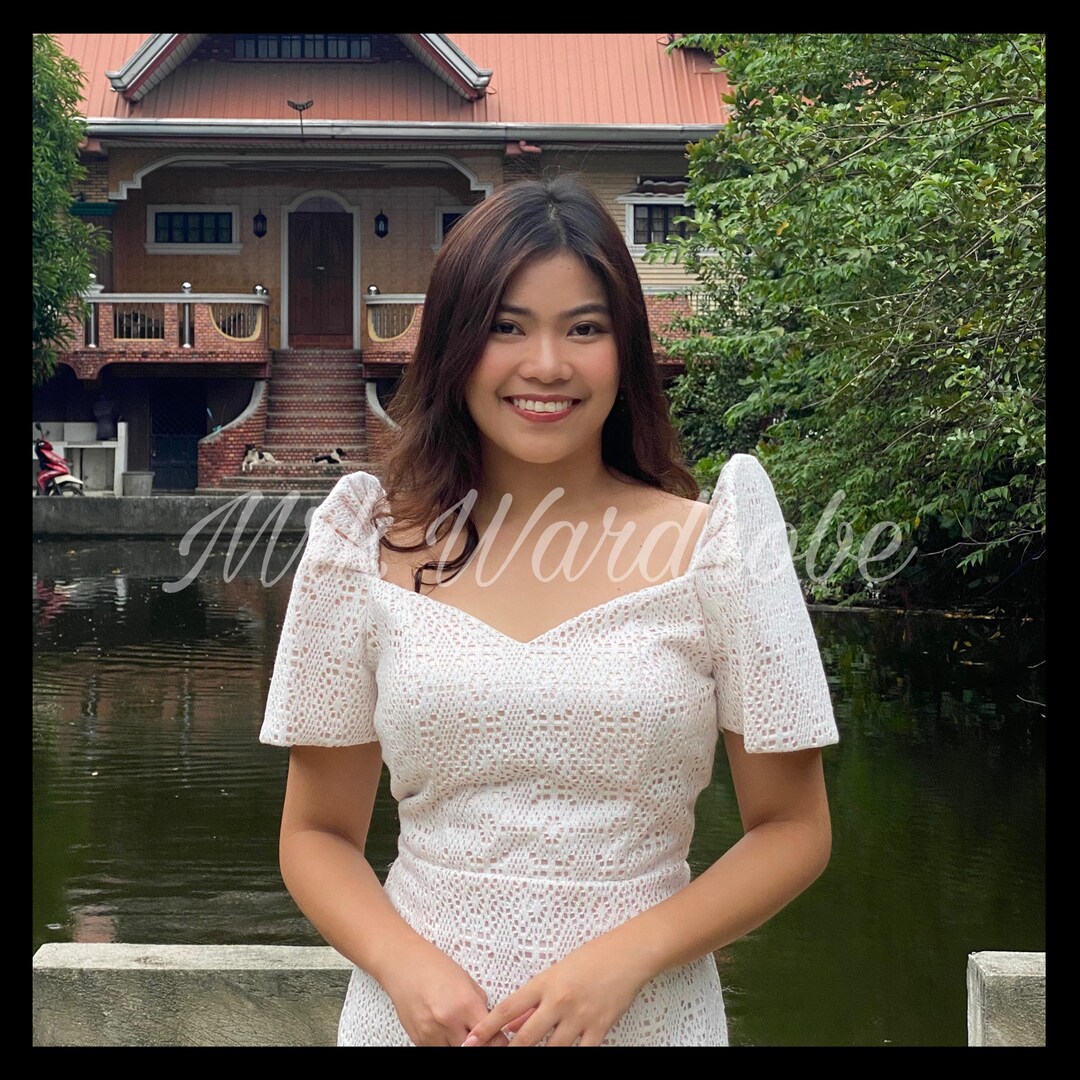 Off White Eyelet Lace Filipiniana Dress With High Slit - Etsy