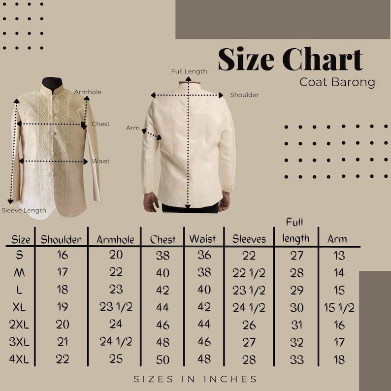 Double Collar Coat Barong Traditional Filipino Men Clothes - Etsy