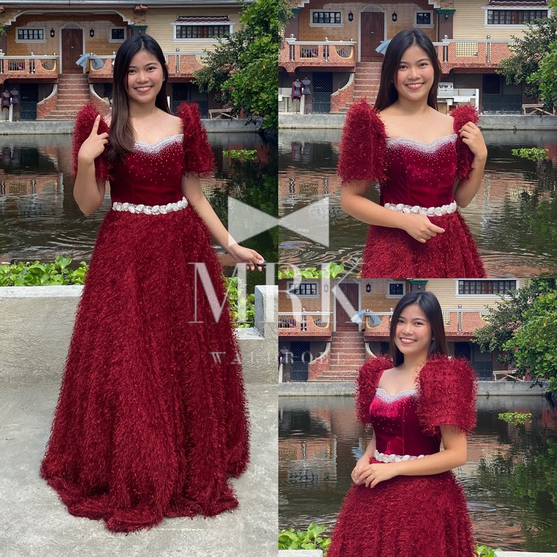 Modern Filipiniana Ballgown/prom Gown/night Gown Maroon - Etsy