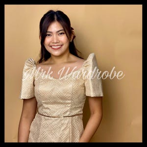 Filipiniana Dress Eyelet Special Lace With Beaded Belt - Etsy Canada