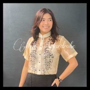 Cropped Ladies Barong Top- CN Polo - Etsy