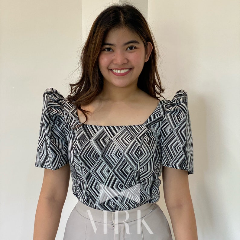 Ethnic Square Neck Inabel Filipiniana Top - Etsy