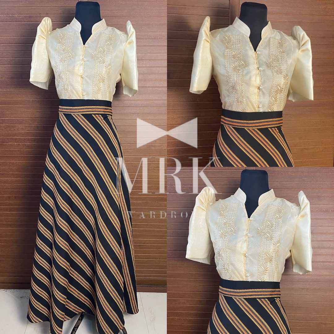 Ladies Barong Filipiniana Top With Ethnic Skirt - Etsy