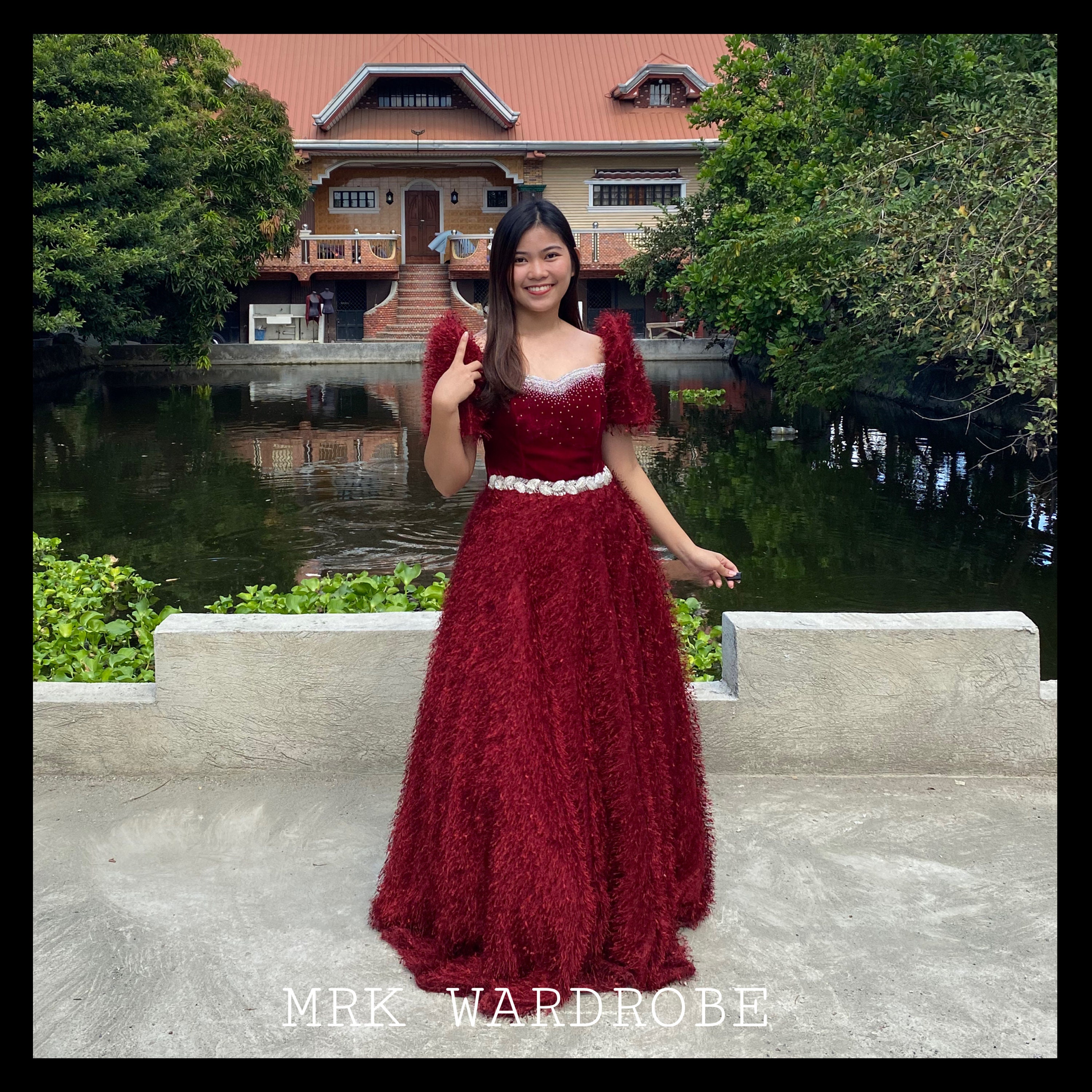 Modern Filipiniana Ballgown/prom Gown/night Gown Maroon - Etsy