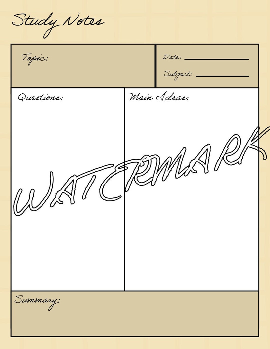 That Girl Study Notes Template - Digital Download - Etsy